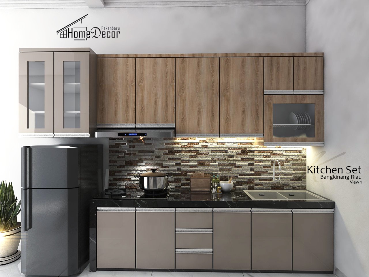 Kitchen Set Bermotif Kayu Minimalis | HOMEDECOR PEKANBARU